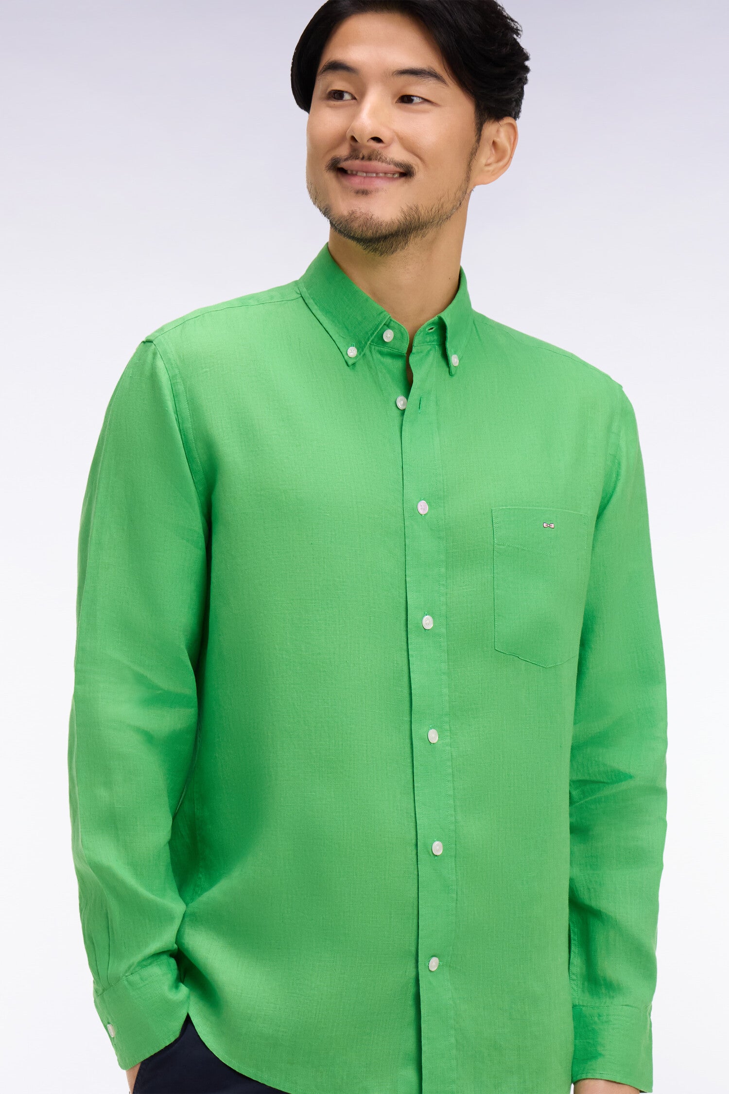 Chemise droite en lin vert – Eden Park