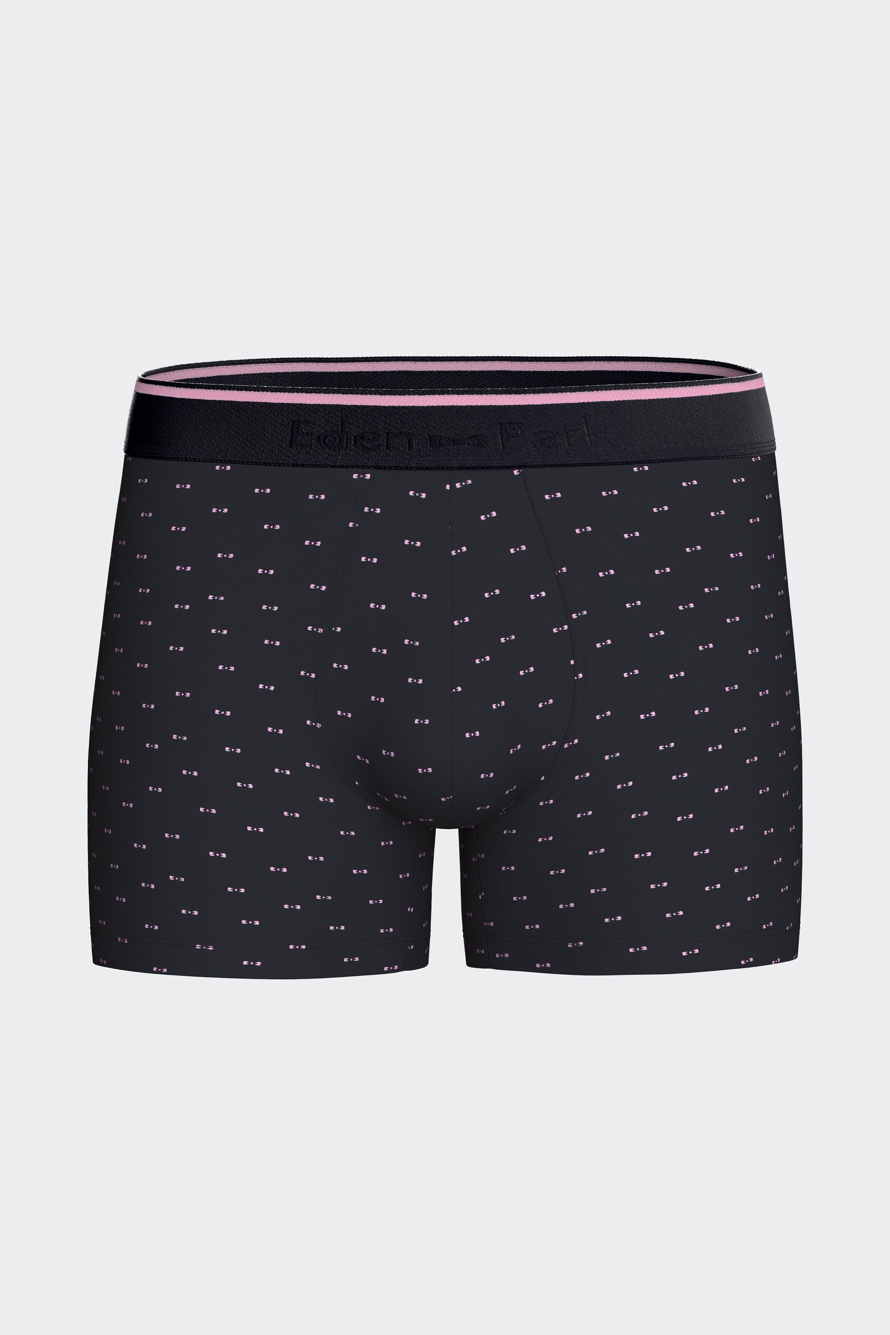 Boxer shorts in navy stretch cotton jersey with micro-patterned bow ti ...